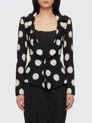 Junya Watanabe Slim Fit Polka Dot Asymmetrical Blazer - Black
