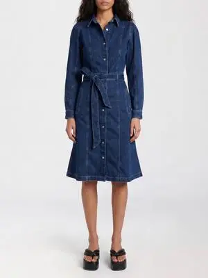 7 For All Mankind Denim Midi Dress With Belt - Blue