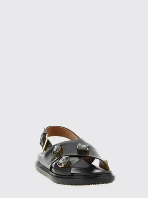 Marni Embellished Leather Slingback Sandals