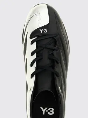 Y3 Feroza Lo Calfskin Leather Trainers With Contrast Logo - Black