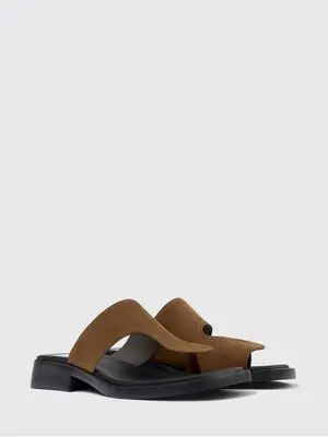 Camper Dana Nubuck Leather Thong Sandals With Low Heel