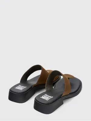Camper Dana Nubuck Leather Thong Sandals With Low Heel