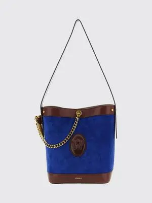 Versace Pivot Suede Bucket Bag - Blue