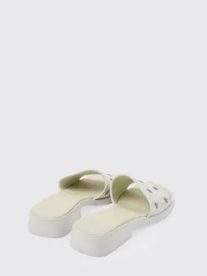 Camper Embellished Leather Slip-on Sandals With Floral Embroidery
