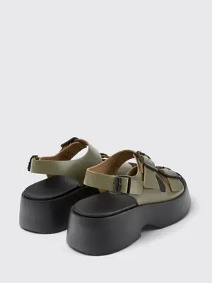 Camper Tasha Leather Platform Sandals - Green