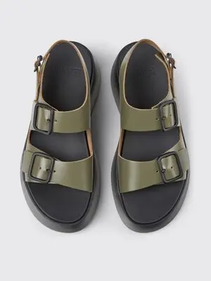Camper Tasha Leather Platform Sandals - Green