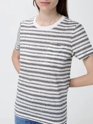 A.p.c. Striped Cotton T-shirt With Pocket - Brown