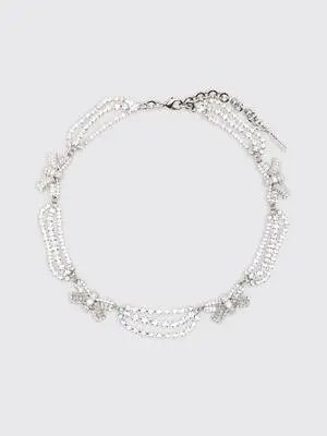 Alessandra Rich Embellished Crystal Necklace - Silver