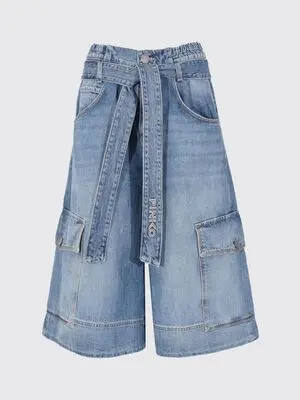 Pinko High-waisted Wide Leg Denim Shorts