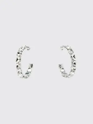 Patrizia Pepe Hoop Earrings With Crystal Embellishments - Grey