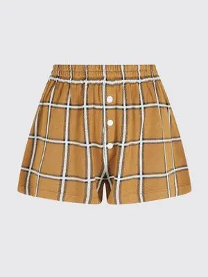 Guest In Residence Checked Silk And Linen Shorts - Brown