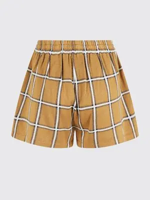 Guest In Residence Checked Silk And Linen Shorts - Brown