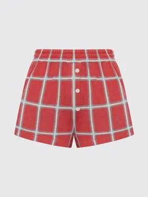 Guest In Residence Checked Silk And Linen Shorts - Red