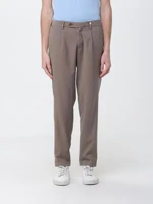 MYTHS Slim Fit Wool Fresco Trousers - Brown