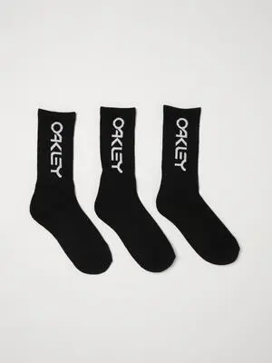 Oakley Set Of 3 Pairs Of Ribbed Stretch Cotton Socks With Jacquard Logo - Black