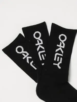Oakley Set Of 3 Pairs Of Ribbed Stretch Cotton Socks With Jacquard Logo - Black