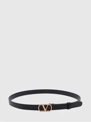 Valentino Garavani Leather Belt With Logo Buckle - Black