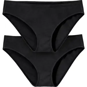 CITY THREADS USA-MADE 100% Organic Soft Cotton Bikini Underwear 2-pack - Black