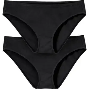 CITY THREADS USA-MADE 100% Organic Soft Cotton Bikini Underwear 2-pack - Black