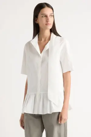 Modern Citizen Scarf-neck Ruffled Tunic Blouse