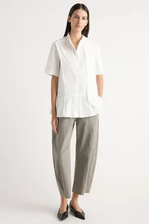Modern Citizen Scarf-neck Ruffled Tunic Blouse