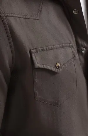 Brunello Cucinelli Garment-dyed Chevron Shirt - Brown