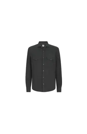 Brunello Cucinelli Cotton Piqué Western Shirt - Anthracite