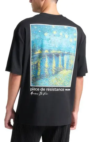 Manière De Voir Piece De Resistancevan Gogh Cotton T-shirt - Black