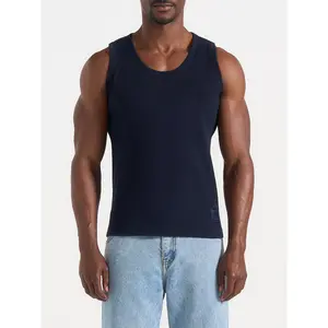 Manière De Voir Ribbed Cotton Vest Navy