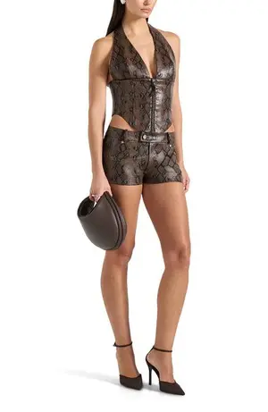 Manière De Voir Python Print Mini Shorts - Brown