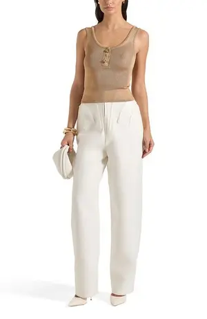 Manière De Voir Pippa Pointelle Knitted Vest With Knot Button