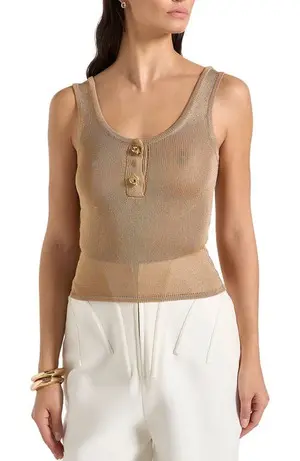 Manière De Voir Pippa Pointelle Knitted Vest With Knot Button