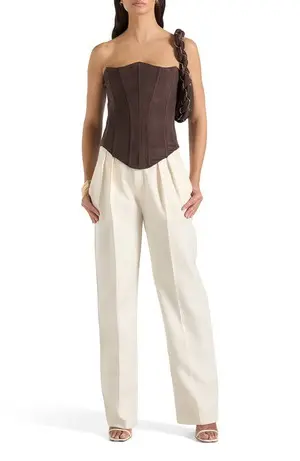 Manière De Voir Suede Lace-up Corset - Brown