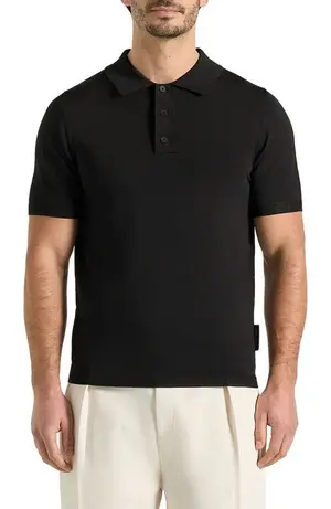 Manière De Voir Bryn Luxe Knitted Polo Top - Black