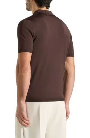 Manière De Voir Bryn Luxe Knitted Polo Top - Brown
