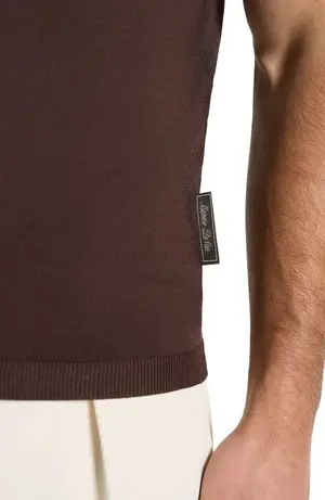 Manière De Voir Bryn Luxe Knitted Polo Top - Brown