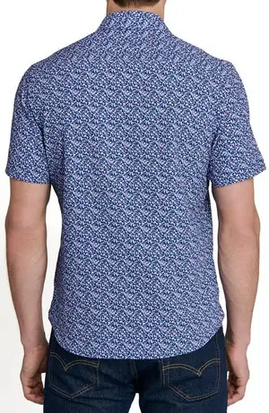 CON.STRUCT Slim Fit Floral Seersucker Short Sleeve Shirt