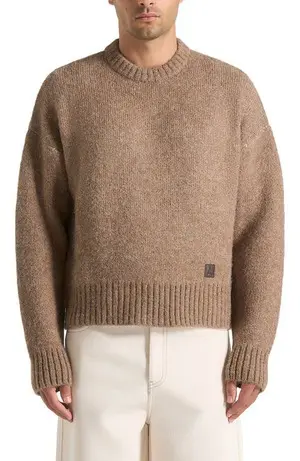 Manière De Voir Brushed Knit Jumper With Embroidered Slogan - Beige