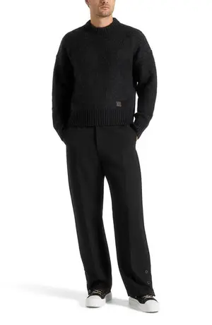 Manière De Voir Brushed Knit Jumper With Embroidered Slogan - Black