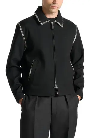 Manière De Voir Alex Whipstitch Twill Boxy Jacket - Black