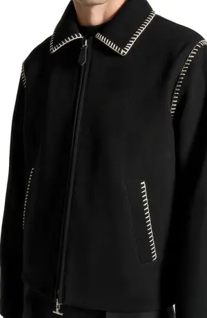 Manière De Voir Alex Whipstitch Twill Boxy Jacket - Black