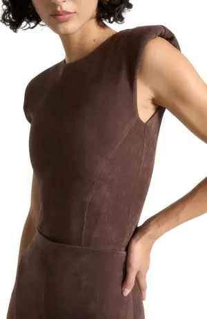 Manière De Voir Suede Wide Shoulder Bodysuit - Brown