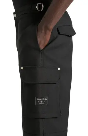 Manière De Voir Mathis Twill Signature Wide Leg Cargo Trousers - Black