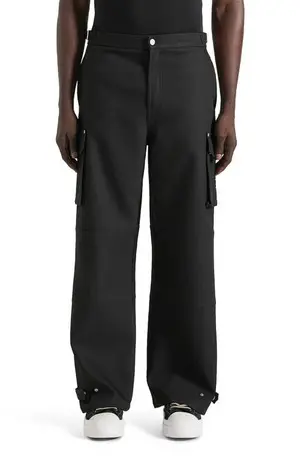 Manière De Voir Mathis Twill Signature Wide Leg Cargo Trousers - Black