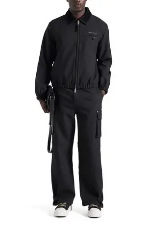 Manière De Voir Mathis Twill Signature Wide Leg Cargo Trousers - Black