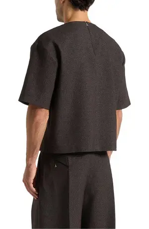 Manière De Voir Leon Boxy Cropped Hatched T-shirt - Brown
