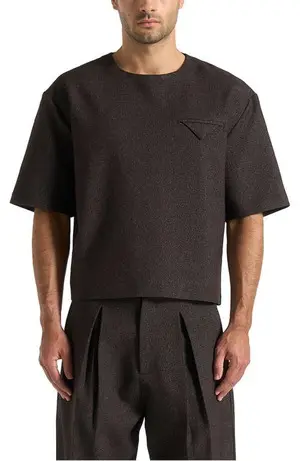 Manière De Voir Leon Boxy Cropped Hatched T-shirt - Brown