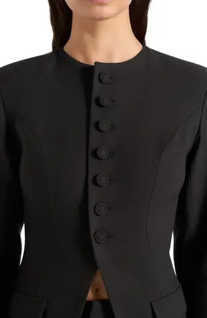 Manière De Voir Harper Tailored Cinch Blazer With Detachable Collar - Black
