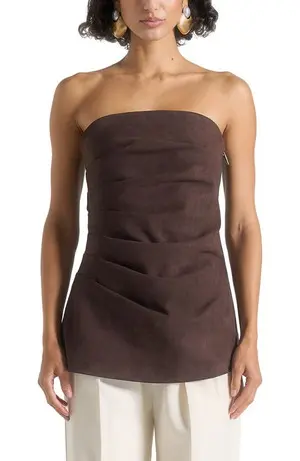 Manière De Voir Laurena Suede Tacked Longline Bandeau Top - Brown