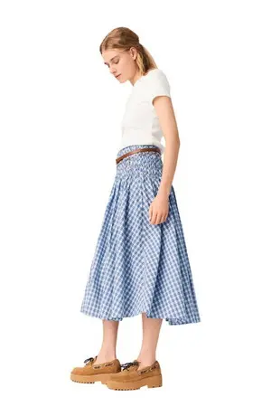 Maje Rhinestone Checked Maxi Skirt